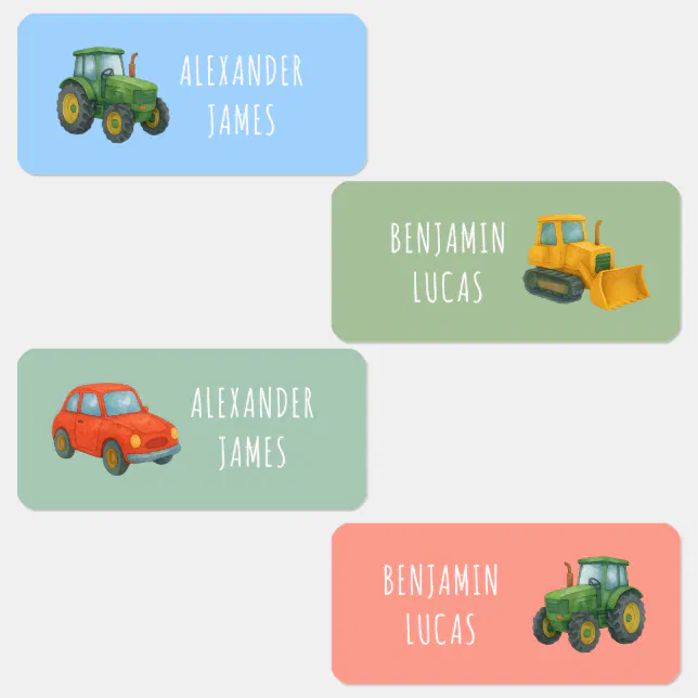 Vehicle Transport Back to School Clothing Kids Labels | Zazzle