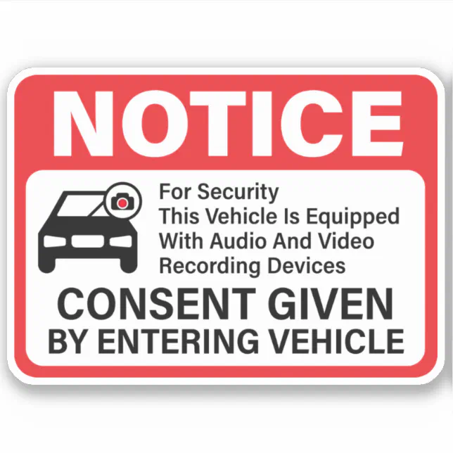 Vehicles Security Camera Warning Sign Sticker | Zazzle