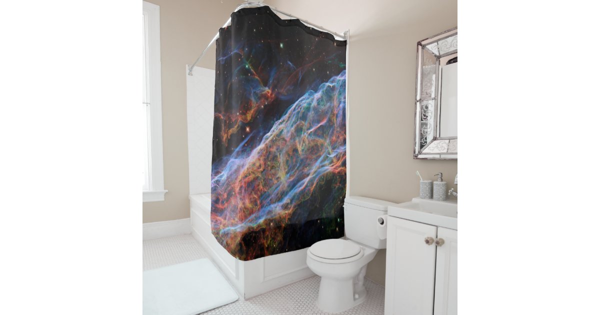 Veil Nebula Supernova Remnants Hubble Telescope Shower Curtain | Zazzle