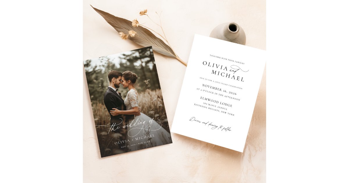 Vellum Overlay Wedding Invitation With Photo | Zazzle