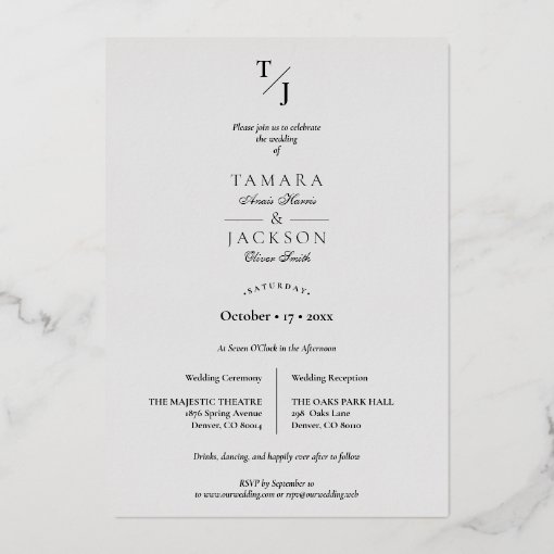 Vellum Transparency Effect Photo Wedding Initials Foil Invitation | Zazzle