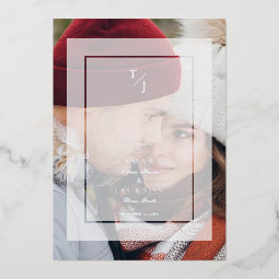 Vellum Transparency Effect Photo Wedding Initials Foil Invitation | Zazzle