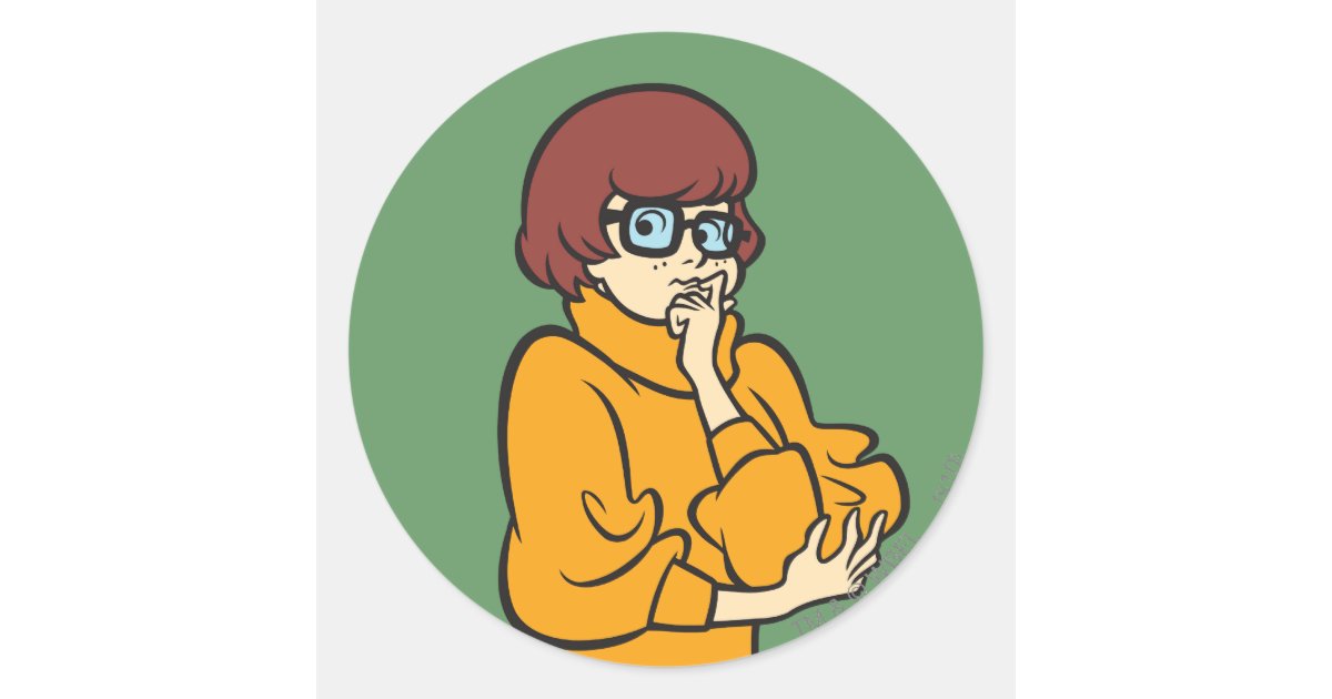 Velma Thinking Classic Round Sticker | Zazzle