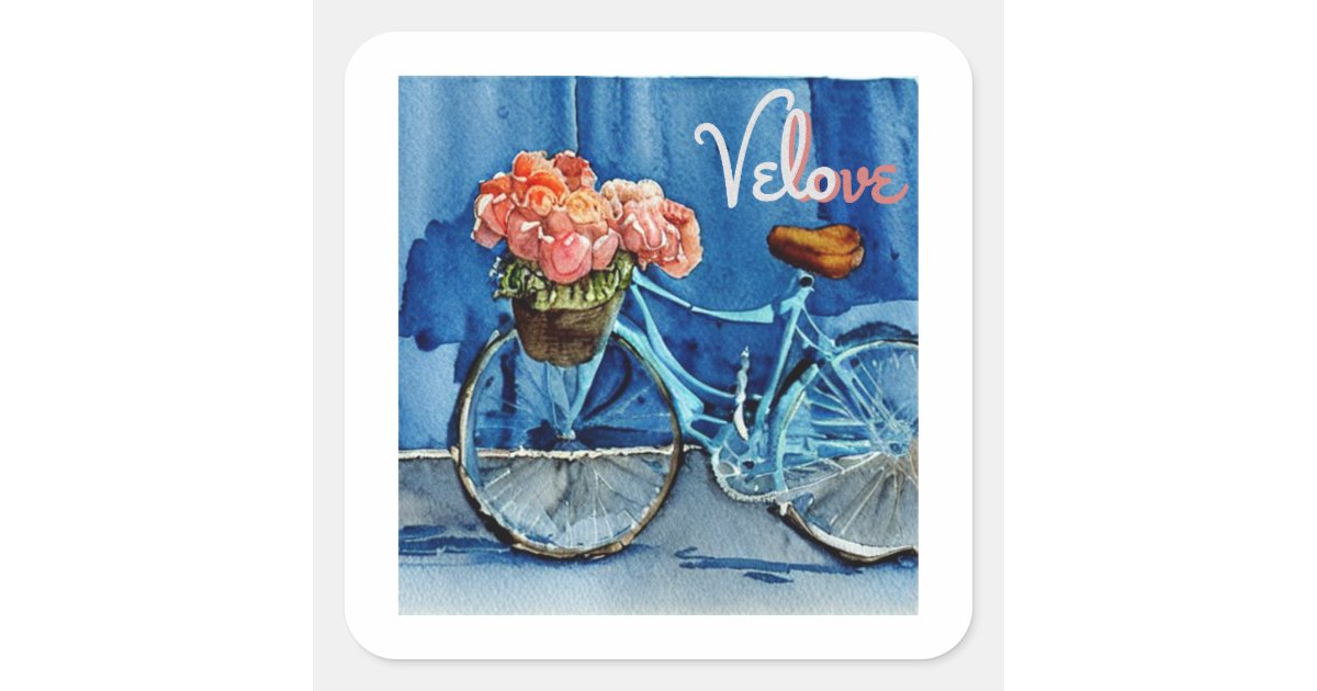 Velo Love Cycling Square Sticker | Zazzle