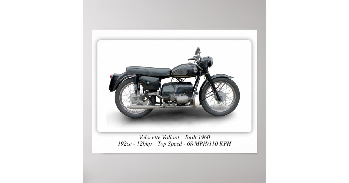 Velocette Valiant Motorcycle - A3 Poster | Zazzle