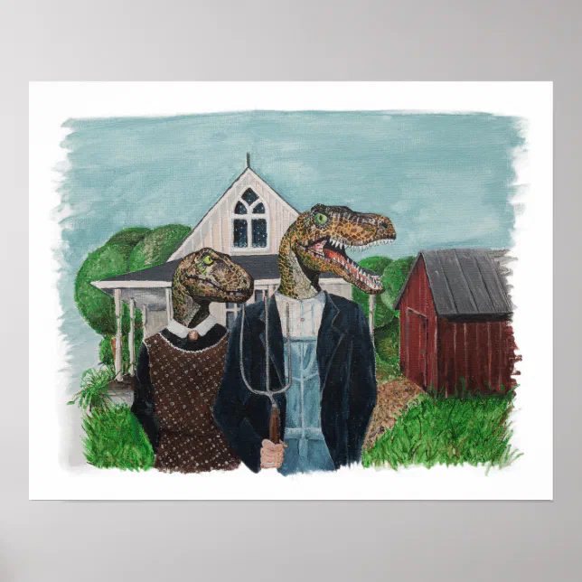 Velociraptor American Gothic Poster | Zazzle