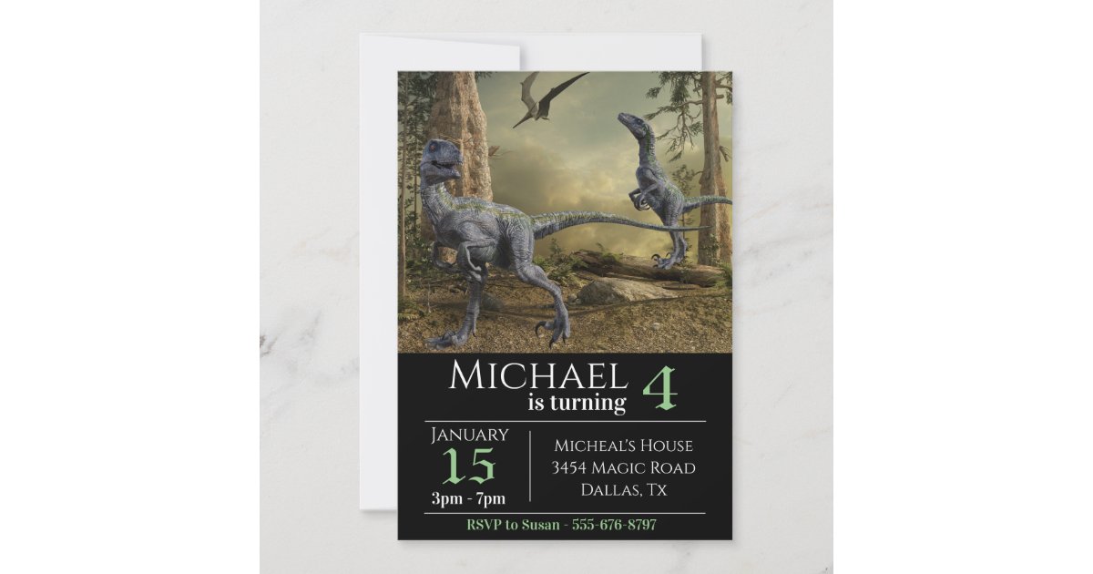 Velociraptor Raptor Birthday Party Invitation | Zazzle