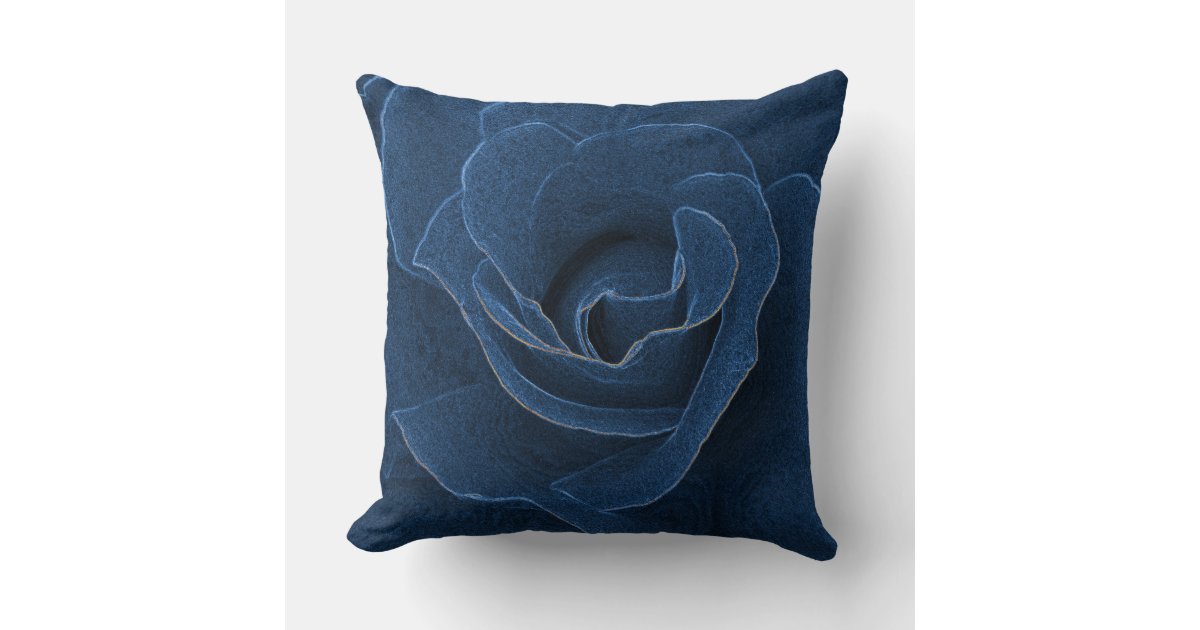 Velvet blue rose throw pillow | Zazzle