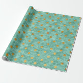 Velvet Polka Tiny Golden Dots Teal Aqua Tiffany Wrapping Paper | Zazzle