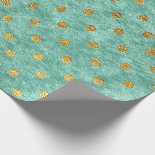 Velvet Polka Tiny Golden Dots Teal Aqua Tiffany Wrapping Paper | Zazzle