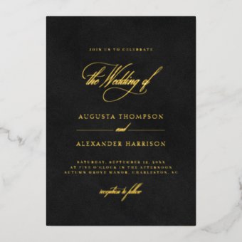 Velvet Texture Imitation & Gold Classy Wedding Foil Invitation | Zazzle