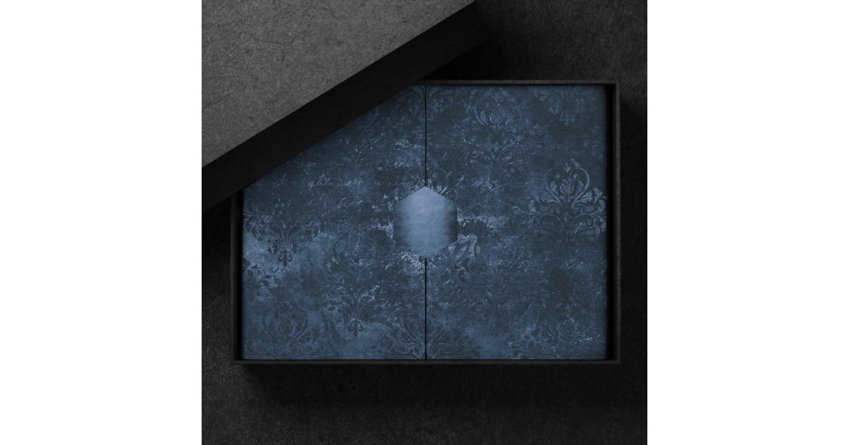 Velvety Navy Damask | Dark Blue Grunge Baroque Tissue Paper | Zazzle