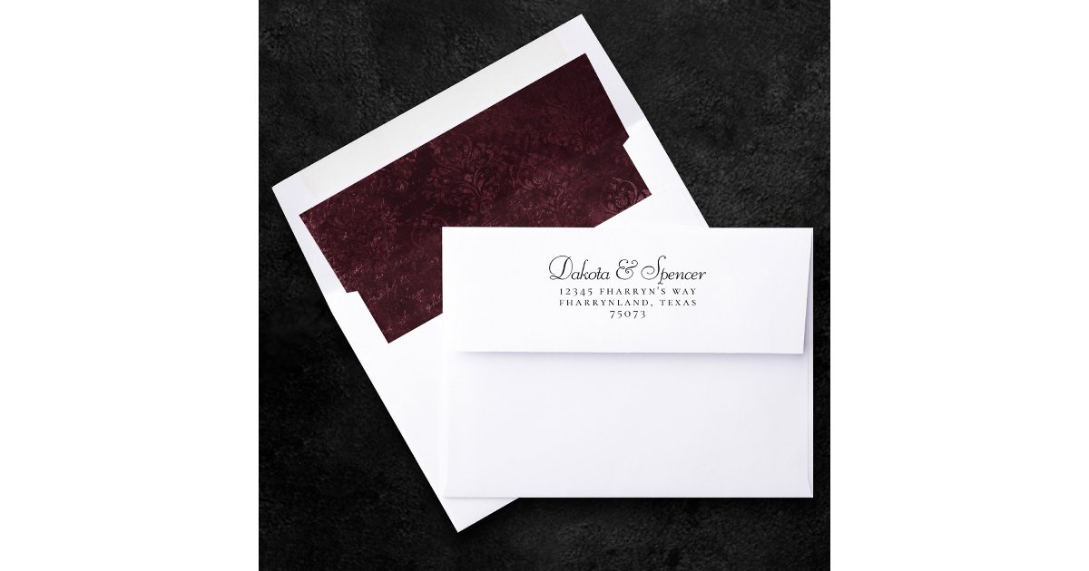 Velvety Wine Damask | Bordeaux Sangria Grunge Glam Envelope Liner | Zazzle