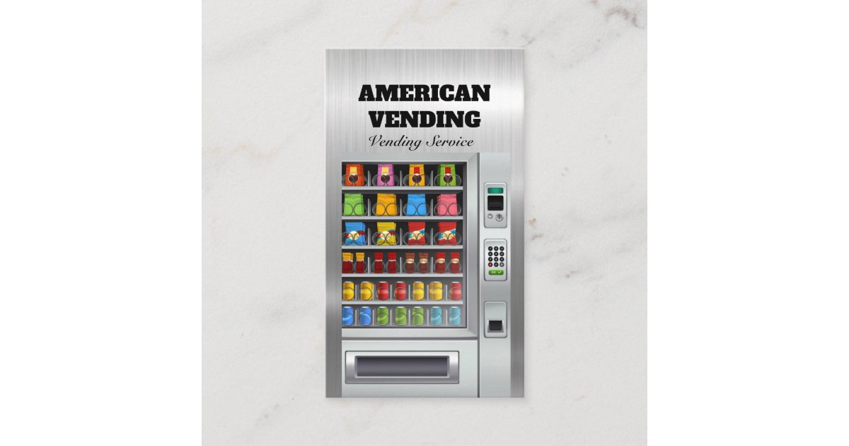 Vending Service Food Snack Vendor Metal Design Business Card | Zazzle