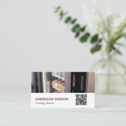 Vending Service QR Code Vendor Food Snack Business Card | Zazzle