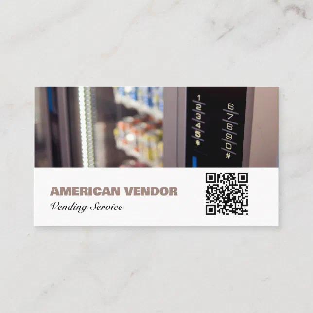 Vending Service QR Code Vendor Food Snack Business Card | Zazzle