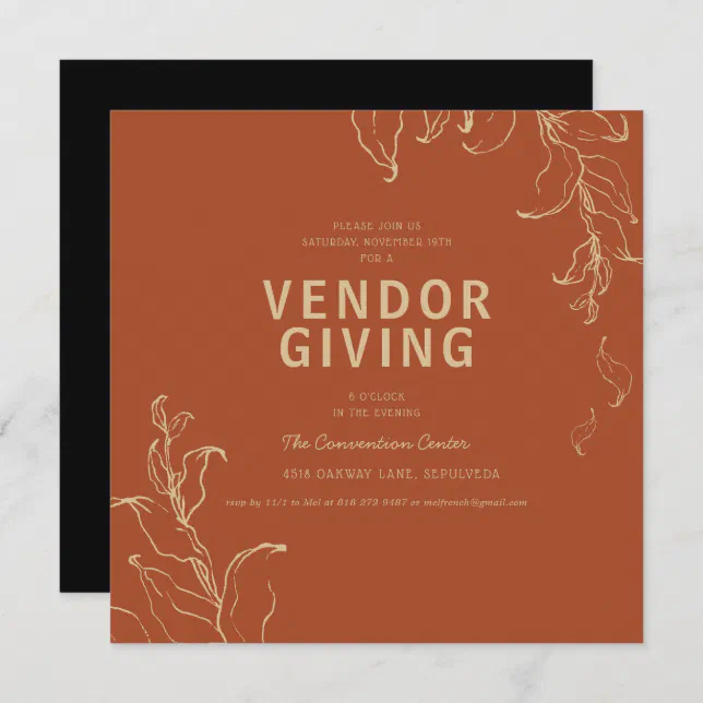 Vendor | Thanksgiving Party Invitation | Zazzle