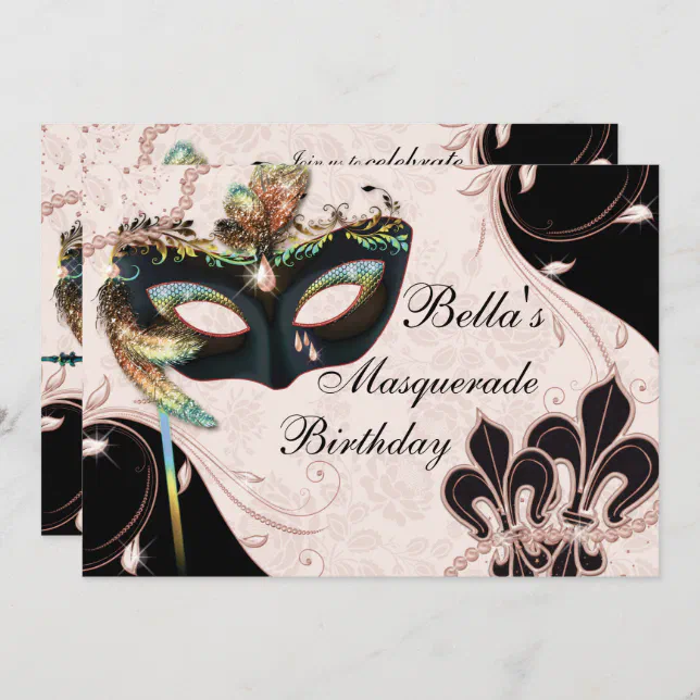 Venetian Mask Masquerade Party Invitations | Zazzle