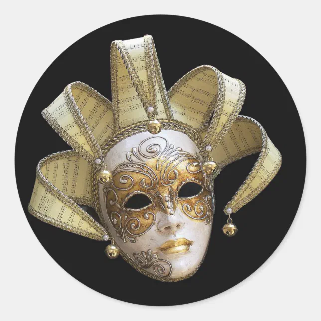 Venetian Masks Classic Round Sticker | Zazzle