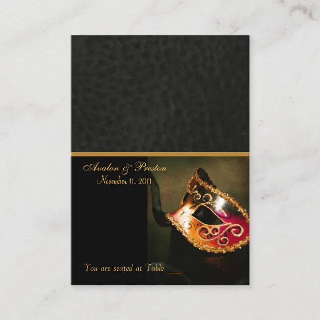 Venetian Masquerade Mask Placecard Business Card | Zazzle