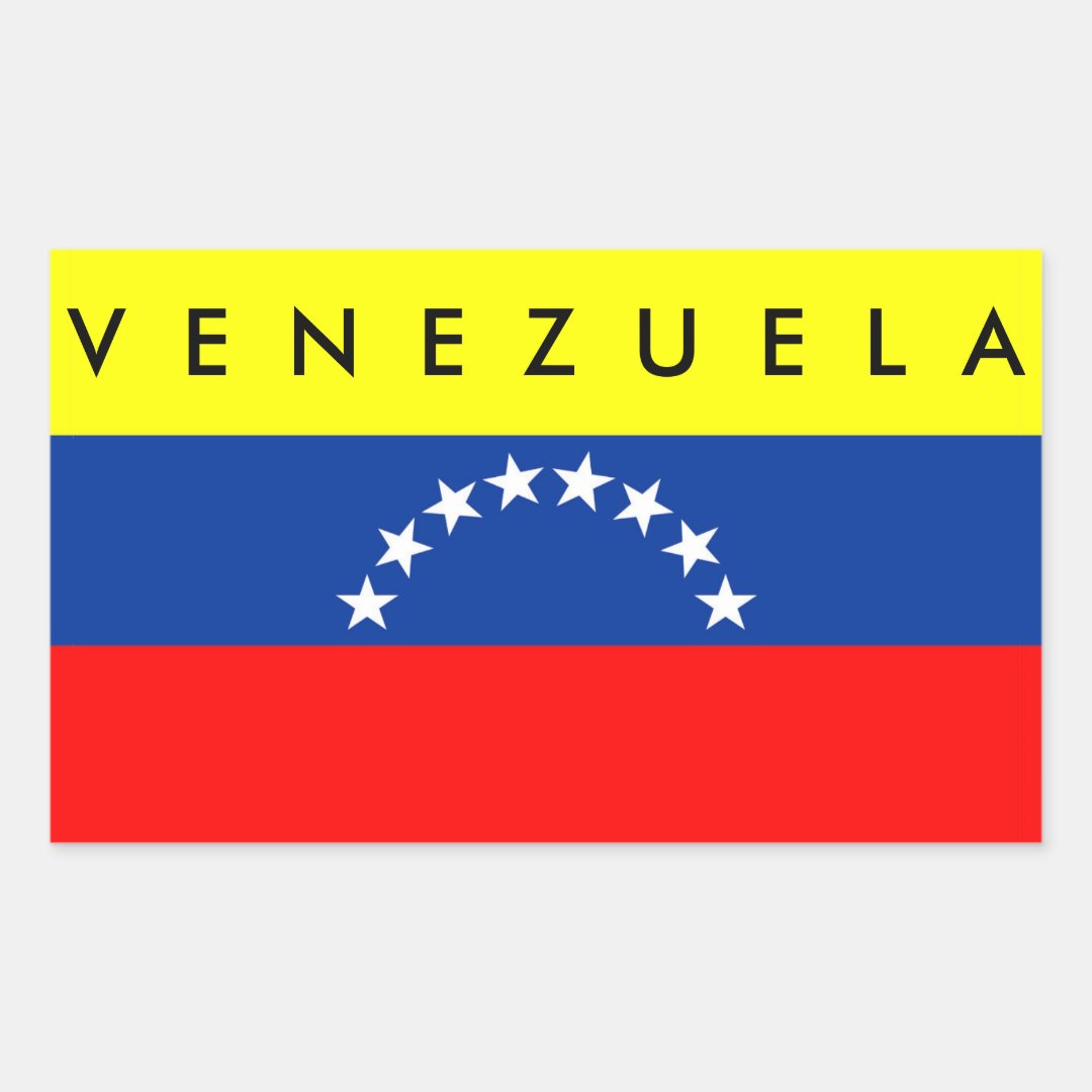 venezuela country flag nation symbol name text rectangular sticker | Zazzle