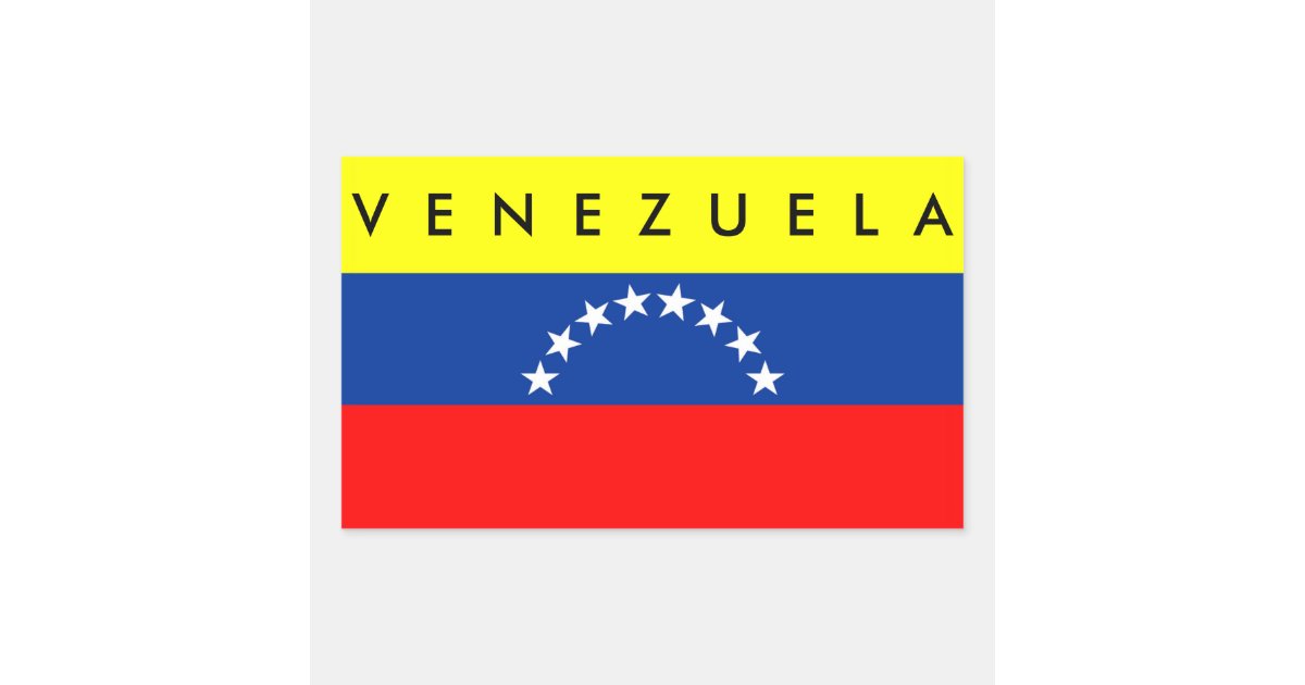 venezuela country flag nation symbol name text rectangular sticker | Zazzle