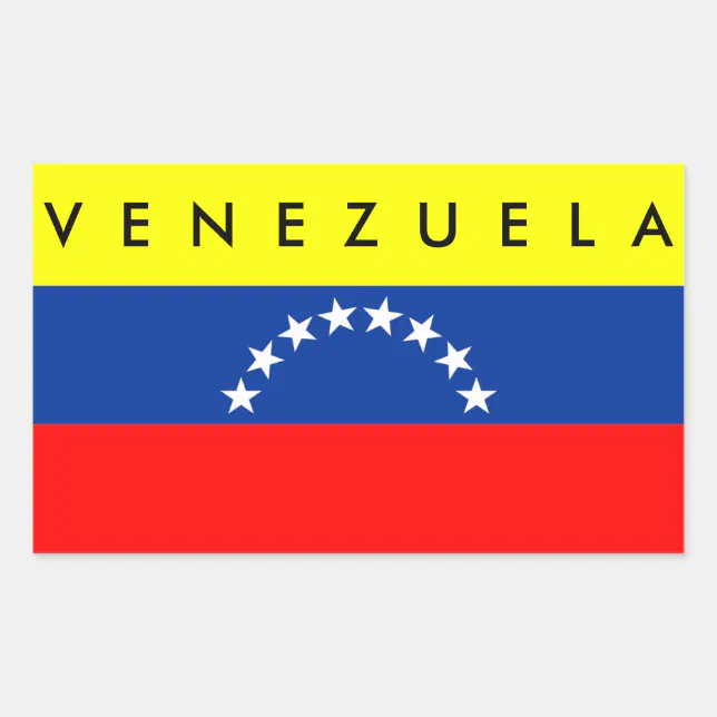 venezuela country flag nation symbol name text rectangular sticker | Zazzle