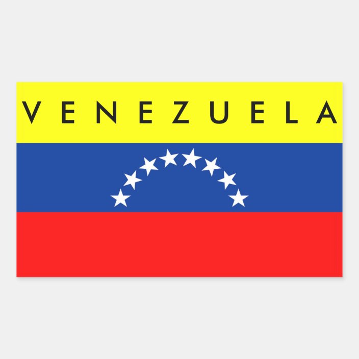 venezuela country flag nation symbol name text rectangular sticker ...