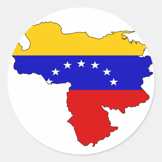 Venezuela flag map classic round sticker | Zazzle