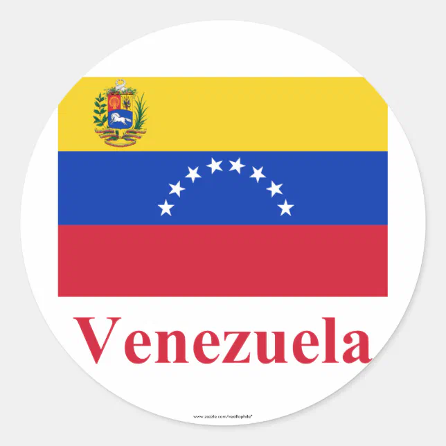 Venezuela Flag with Name Classic Round Sticker | Zazzle