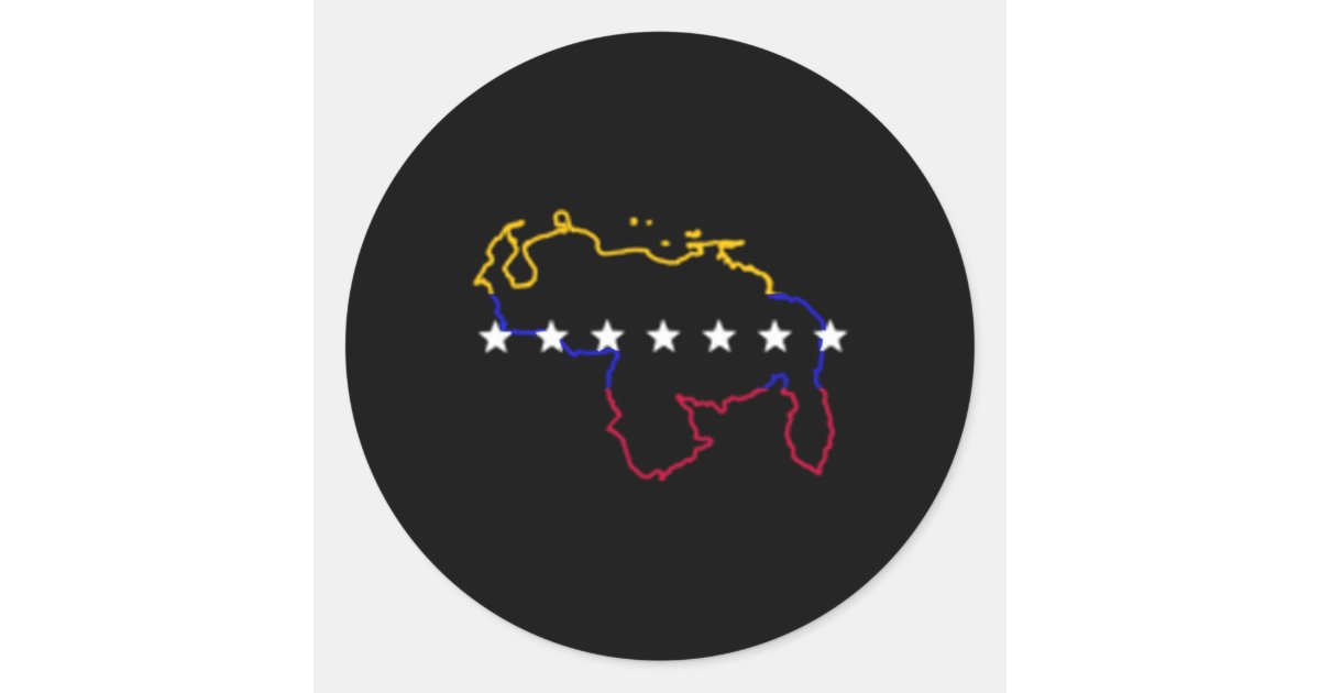 Venezuela Map 7 Stars Flag Classic Round Sticker | Zazzle