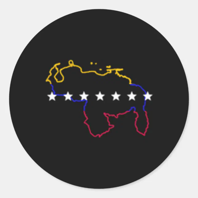 Venezuela Map 7 Stars Flag Classic Round Sticker | Zazzle