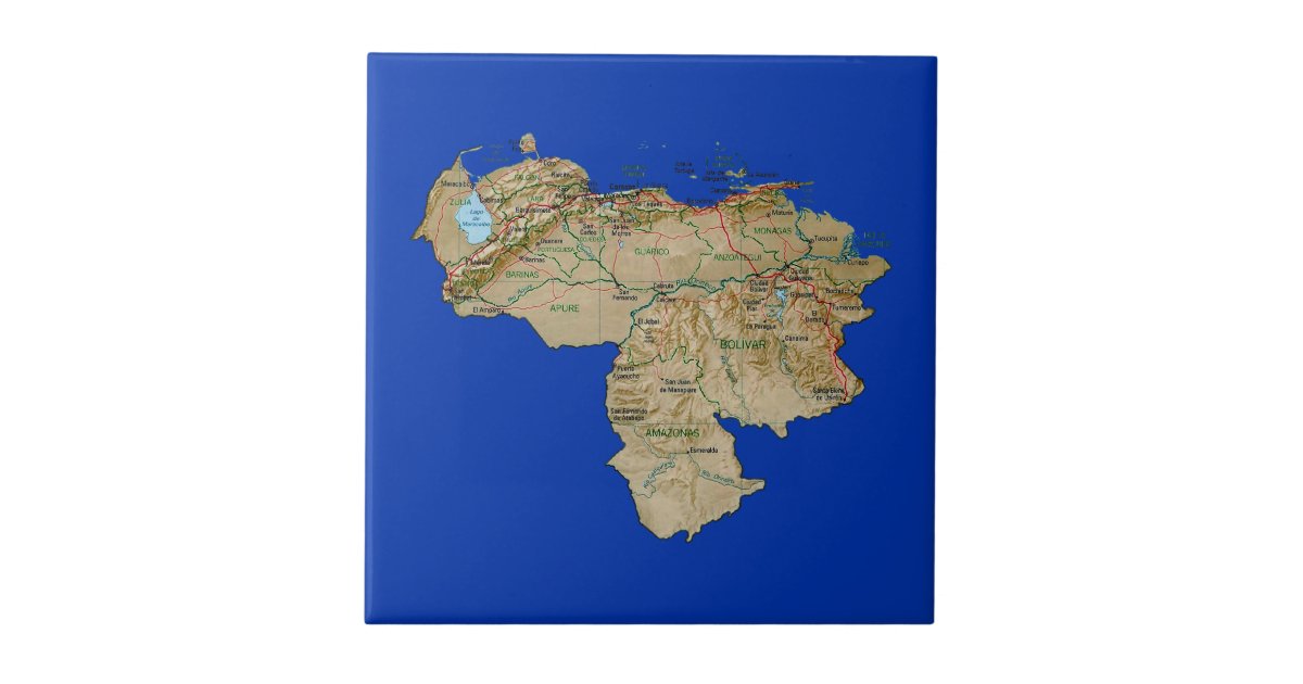 Venezuela Map Tile | Zazzle
