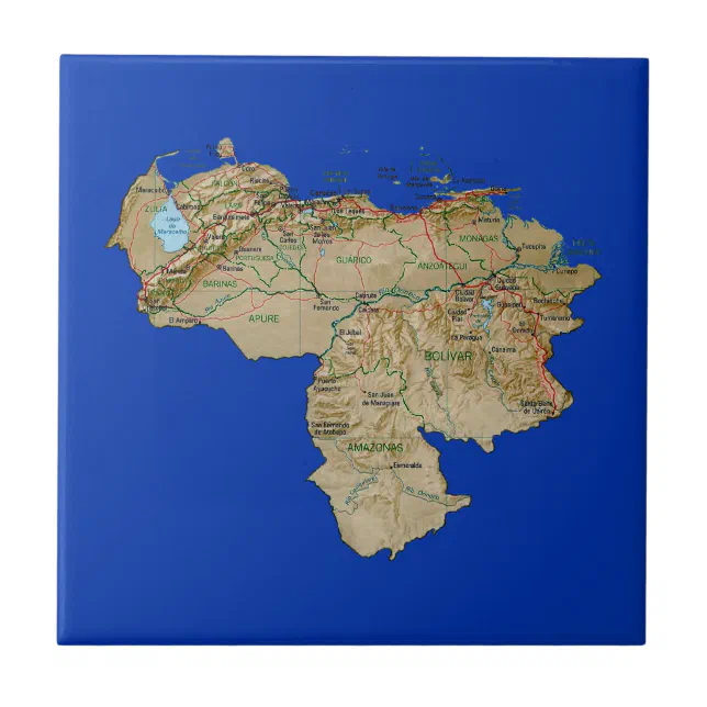 Venezuela Map Tile | Zazzle