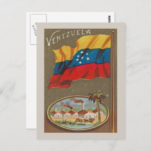 Venezuela vintage with flag postcard | Zazzle