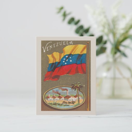 Venezuela vintage with flag postcard | Zazzle