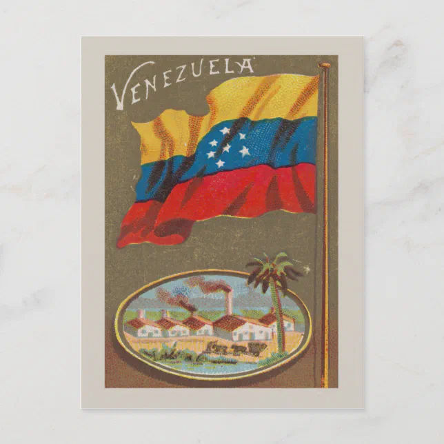 Venezuela vintage with flag postcard | Zazzle