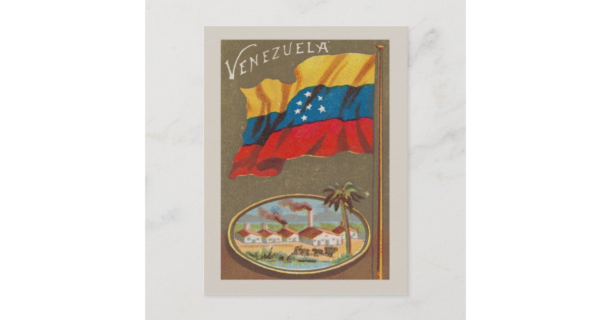 Venezuela vintage with flag postcard | Zazzle