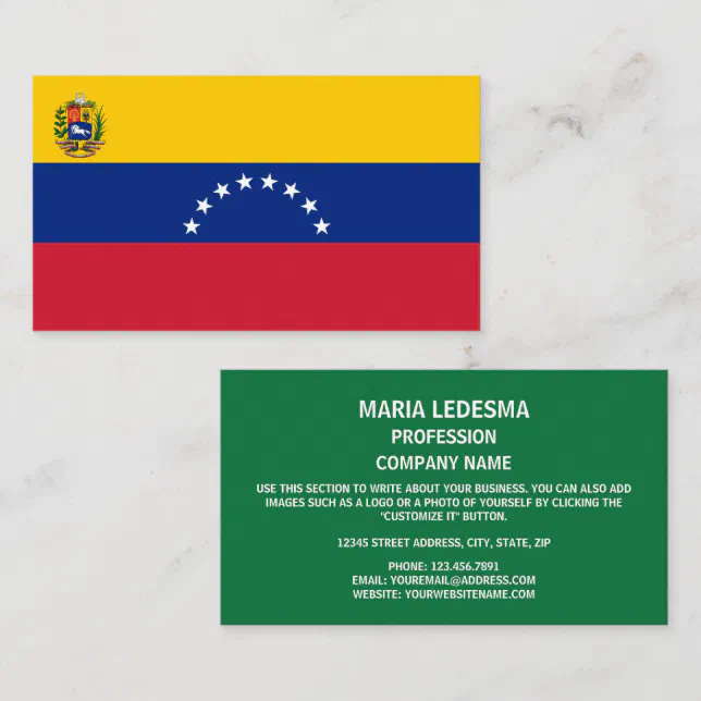 Venezuelan Flag, Flag of Venezuela Business Card | Zazzle