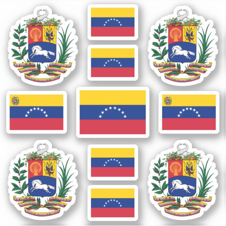 Venezuelan state symbols / coat of arms and flag sticker | Zazzle