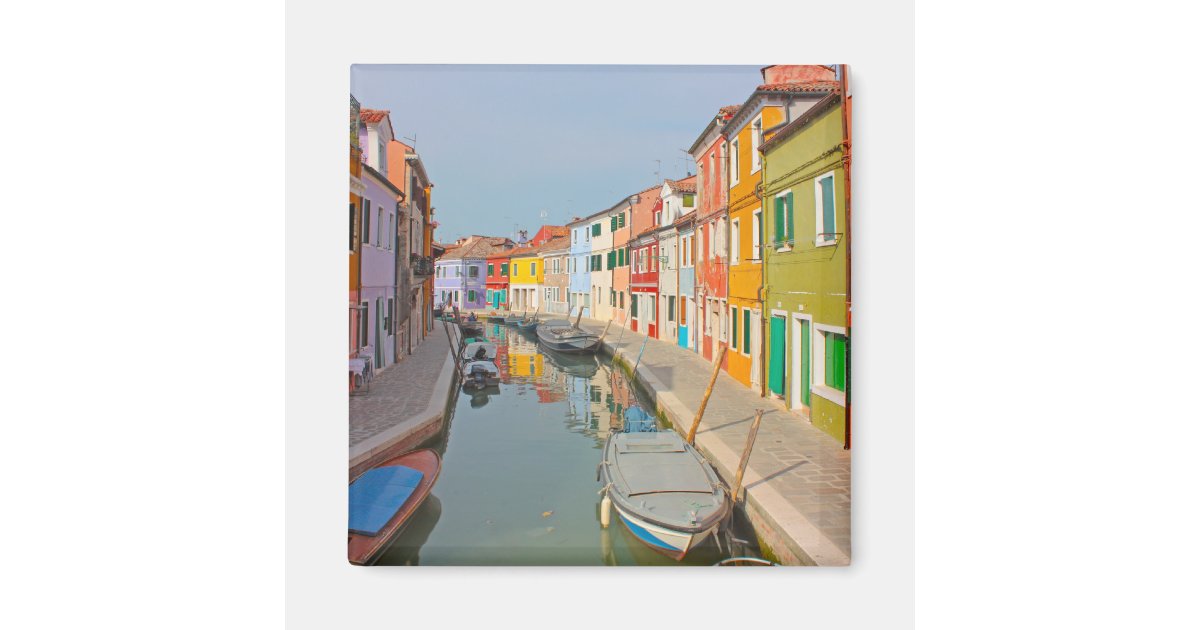 Venice, Burano island canal, small colored houses Magnet | Zazzle