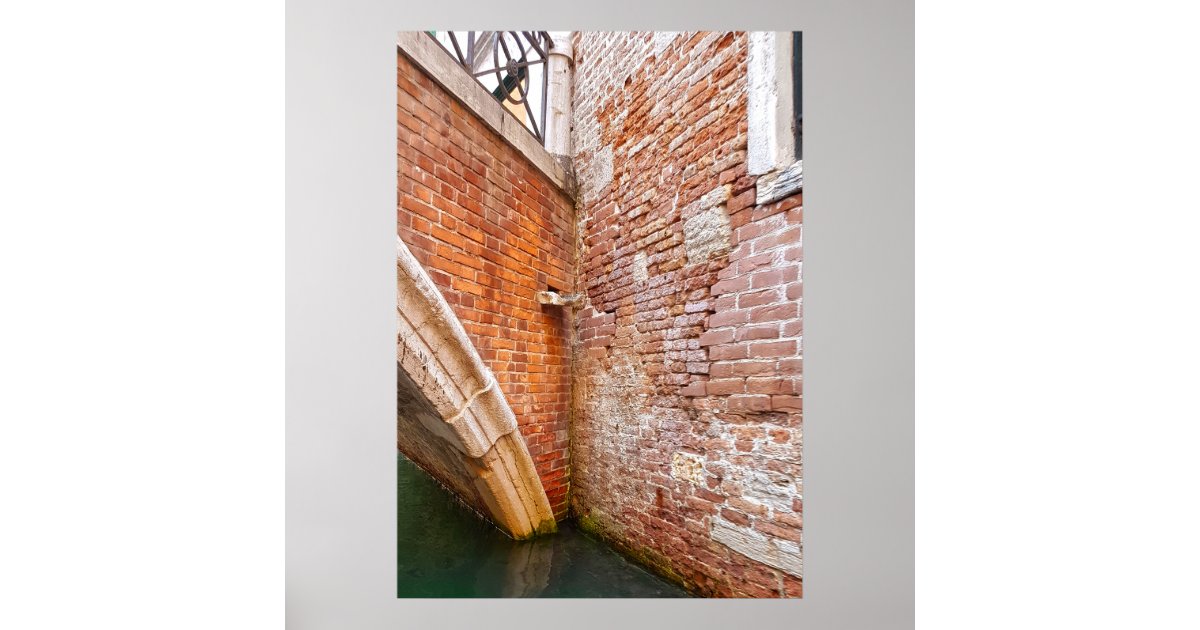 Venice Canal Bridge Brick Wall Architecture Poster | Zazzle