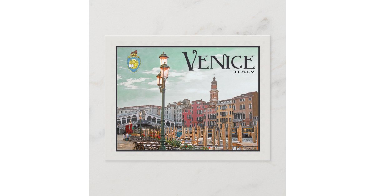 Venice - Grand Canal and Rialto Bridge Postcard | Zazzle