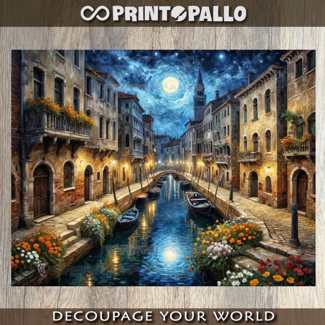 Venice landscape at night with Van Gogh sky Tissue Paper | Zazzle