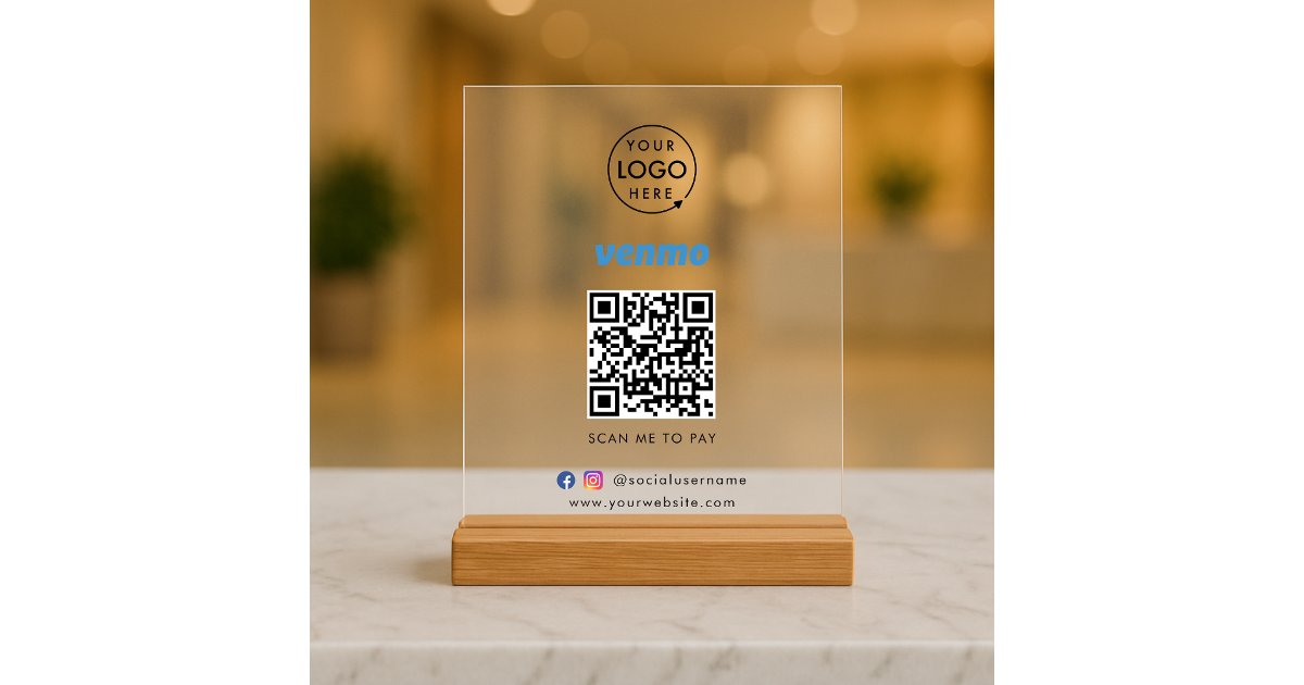 Venmo Acrylic Tabletop Sign | Contactless Payment | Zazzle