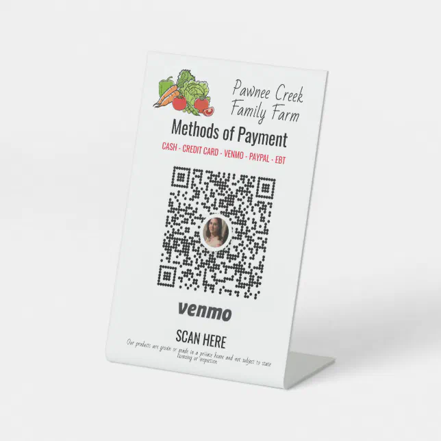 Venmo Custom Pay Here Sign | Farmers Market | Zazzle