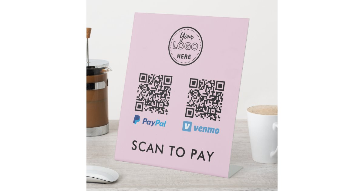 Venmo Paypal QR Code Scan to Pay Logo Pink Pedestal Sign | Zazzle