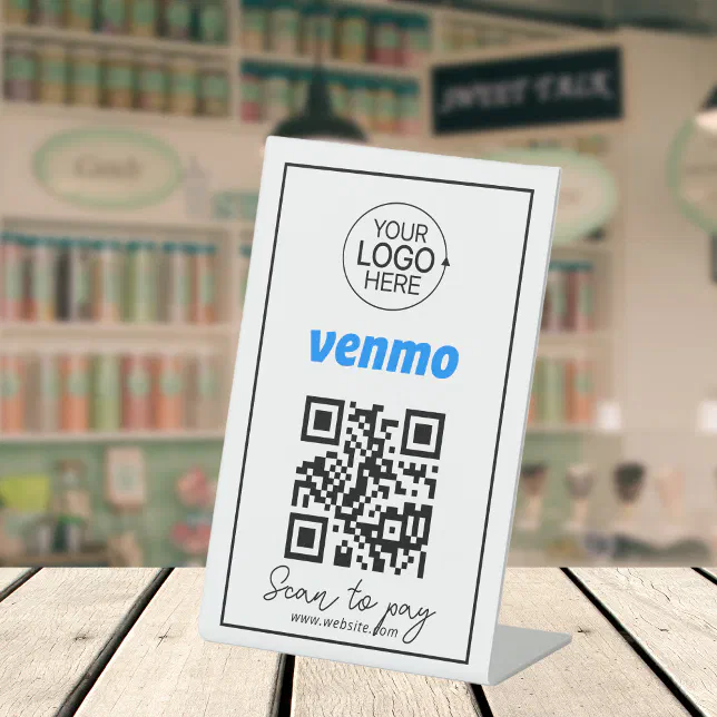 Venmo QR Code Payment Add Logo Contactless Script Pedestal Sign | Zazzle