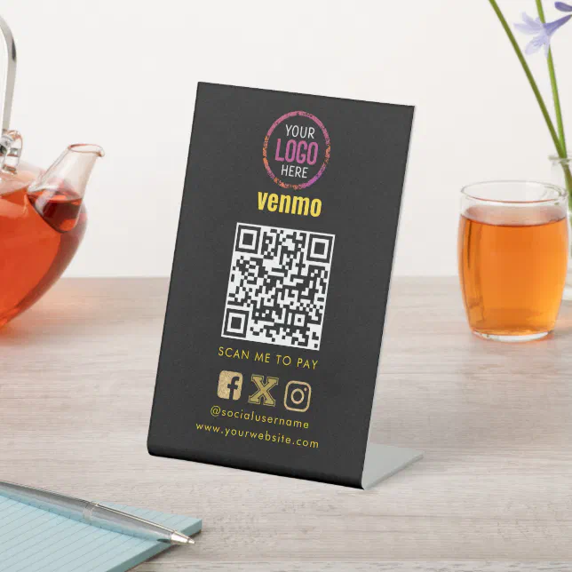 Venmo QR Code Payment | Scan to Pay Business Logo Pedestal Sign | Zazzle