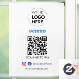 Venmo QR Code Payment | Scan to Pay Business Logo Window Cling | Zazzle